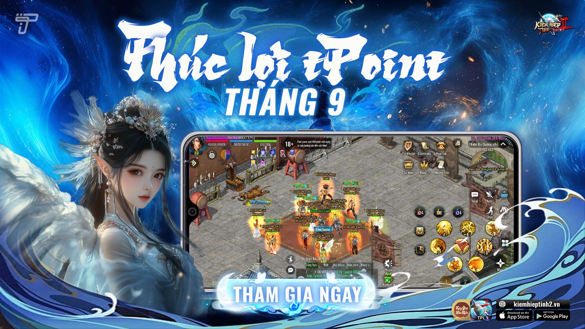 Phúc lợi tiêu Tpoint tháng 9 | Kiếm Hiệp Tình 2 Mobile - Bản 10 phái